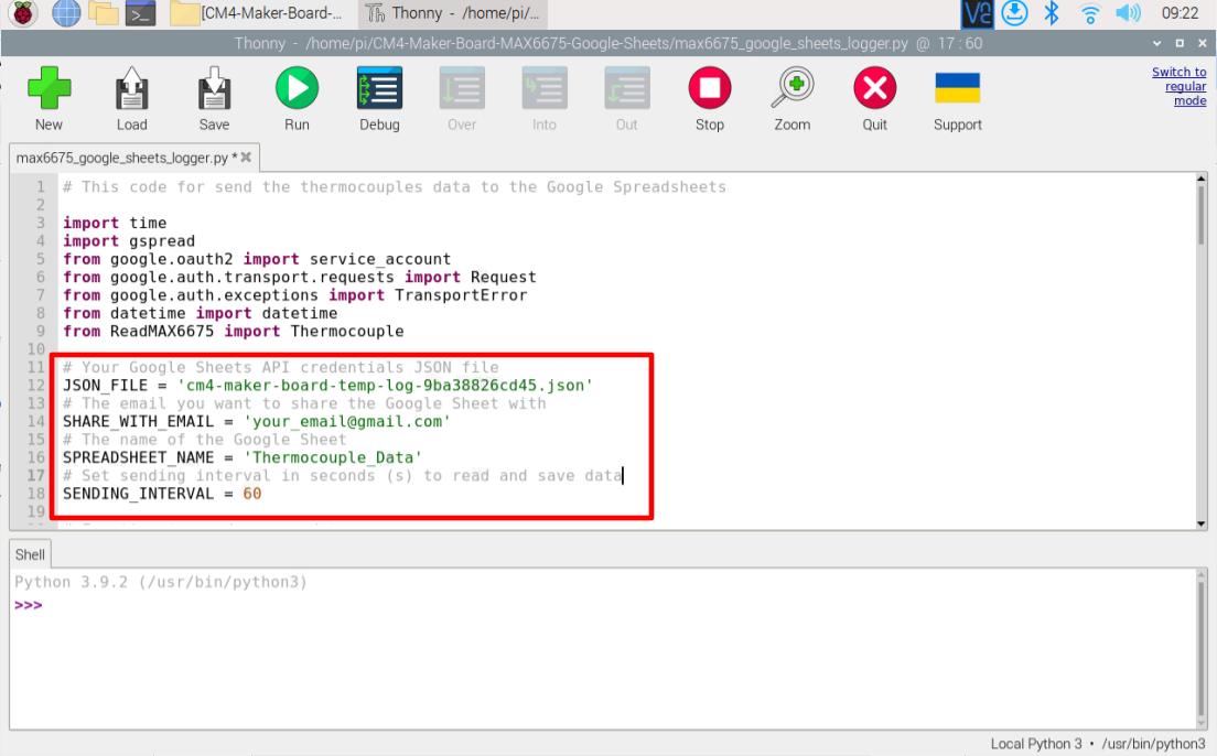 Log Thermocouple Sensor Data to Google Sheets using CM4 Maker Board